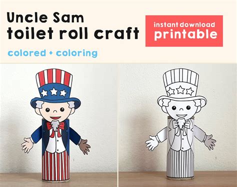 Uncle Sam Toilet Paper Roll Craft America Symbol 4th Of July Etsy