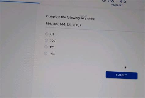 TIME LEFT Complete The Following Sequence StudyX