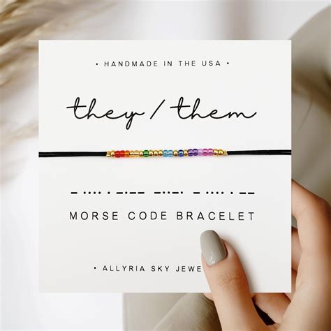 They Them Morse Code Bracelet Gender Pronoun T Bracelet Pride