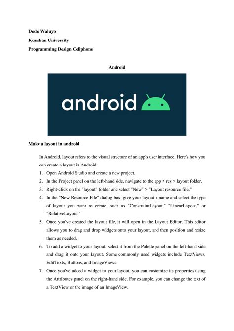 Dodo Waluyo Assignment Make Layout In Android Dodo Waluyo Kunshan