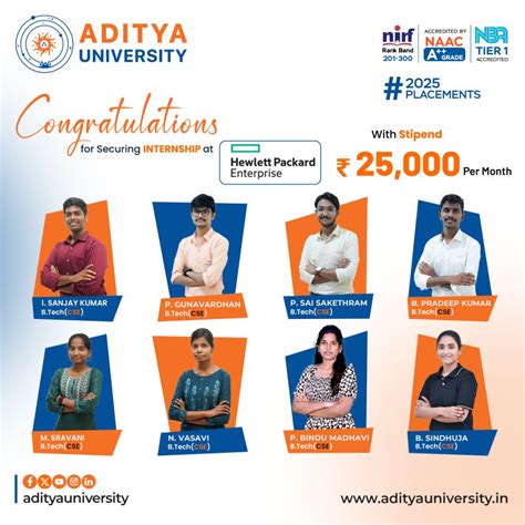 aditya university on linkedin adityauniversity hpe 2025placements