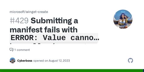 Submitting A Manifest Fails With `error Value Cannot Be Null