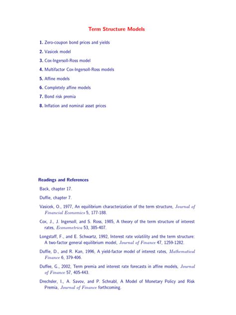 Lecture Slides 4 Term Structure Pdf Inflation Risk Premium