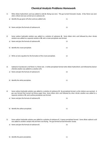 Chemical Tests Complete Sow Igcse Chemistry Gcse Edexcel Teaching Resources