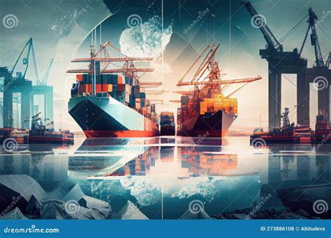 Cargo Port With Container Ships And Cranes In The Background Creating