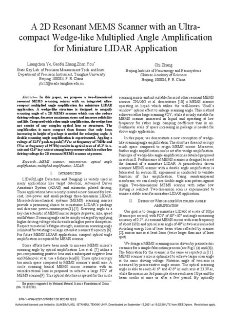 A 2d Resonant Mems Scanner With An Ultra Compact Wedge Like Multiplied Angle Amplification For