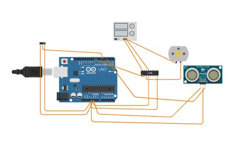 Circuit Design Simulación Con Chip L293d Y Sensor De Distancia Tinkercad