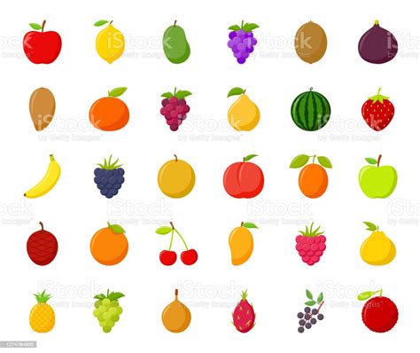 흰색 배경에 다채로운 만화 과일세트 벡터 일러스트레이션 파인애플에 대한 스톡 벡터 아트 및 기타 이미지 파인애플 과일 0명 Istock