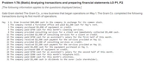 solved problem 1 7a static analyzing transactions and
