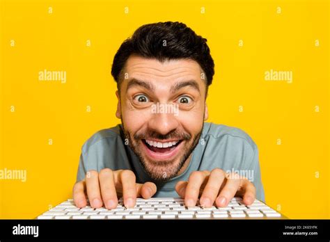 Closeup Photo Of Young Nerd Geek It Worker Online Distance Sitting Home Watching Youtube Videos