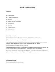 BIOL Lab Final Exam Review Docx BIOL Lab Final Exam Review LAB EXAM II Ex Cell