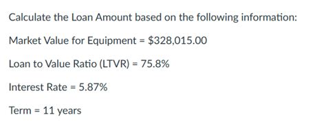 Solved Calculate The Loan Amount Based On The Following Chegg Com