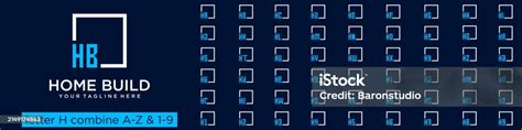 정사각형 로고 디자인 세트는 문자 H와 A에서 Z까지 1에서 9까지의 숫자를 결합했습니다 벡터 일러스트 레이 션 0명에 대한 스톡 벡터 아트 및 기타 이미지 Istock