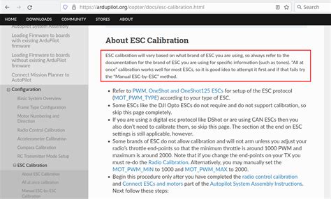 ESC Calibration Failed Copter 4 2 ArduPilot Discourse
