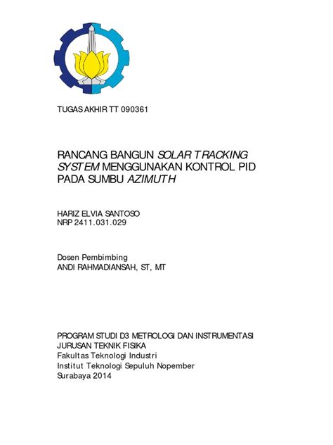 Rancang Bangun Solar Tracking System Menggunakan Kontrol Pid Pdf