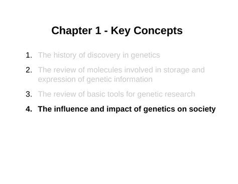 Slides Ch1 S3 Second Part To Introduction Of Genetics Chapter 1 Key Concepts 1 The History