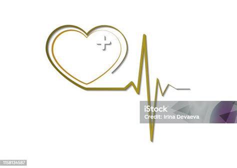 하트 비트 기호와 심장 아이콘입니다 라벨 디자인 개념 병원 장비흰색 기호에 격리 감시에 대한 스톡 벡터 아트 및 기타 이미지