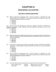 Ch8 Doc CHAPTER 8 MANAGERIAL ACCOUNTING MULTIPLE CHOICE QUESTIONS 128