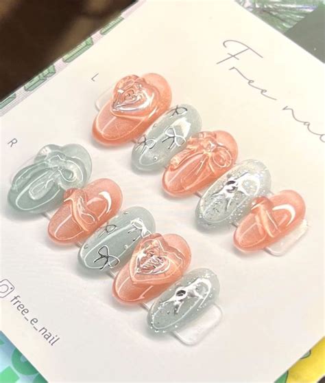 수제네일팁 유리알 사탕 자석 네일 에이블리
