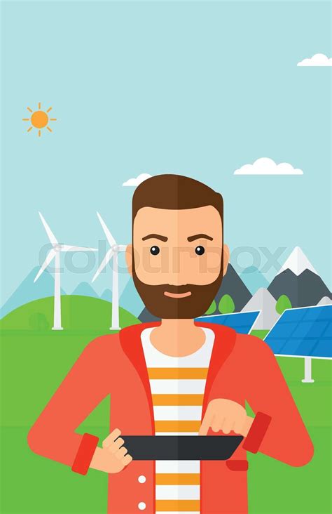 Man Using Tablet Computer Stock Vector Colourbox