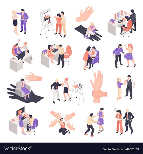 Sexual Harassment Set Royalty Free Vector Image
