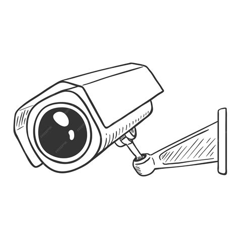Dibujo Vectorial Cámara De Seguridad Cctv Ilustración Vector Premium
