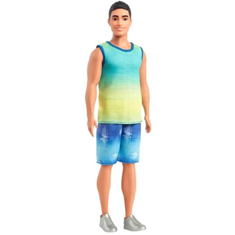 Barbie Fashionistas Ken Doll In Ombre Tank And Jean Shorts Black Hair