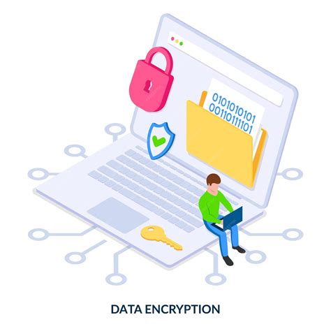 Premium Vector Data Encryption Concept Isometric Illustration On White Background