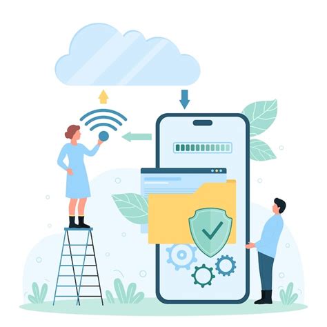 Premium Vector Cloud Data Storage Service For Mobile Phones Networking Infrastructure And Tiny