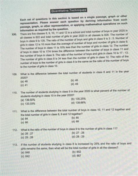 Quantitative Techniques Each Set Of Questions In This Section Is Based On