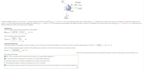 Solved Fter The Collision The Rotation Of The Space Junk Is