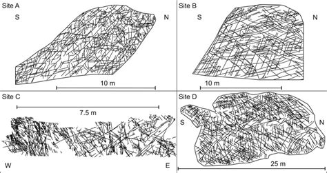 Fracture Trace Maps From Sampling Sites Ad Showing Heterogeneous