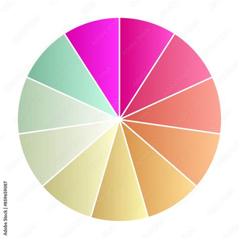 Pie Chart With Different Segments In A Circular Diagram Wheel Graph Divided Into Parts And