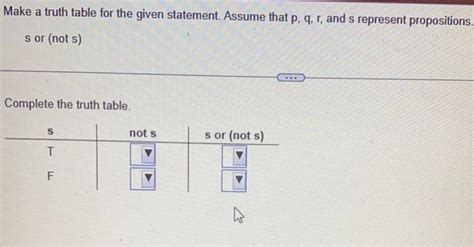 Solved Make A Truth Table For The Given Statement Assume