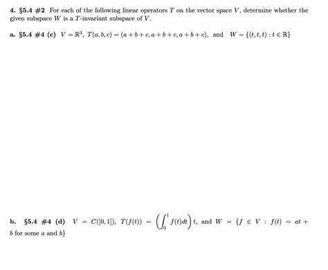 solved 4 §5 4 2 for each of the following linear operators