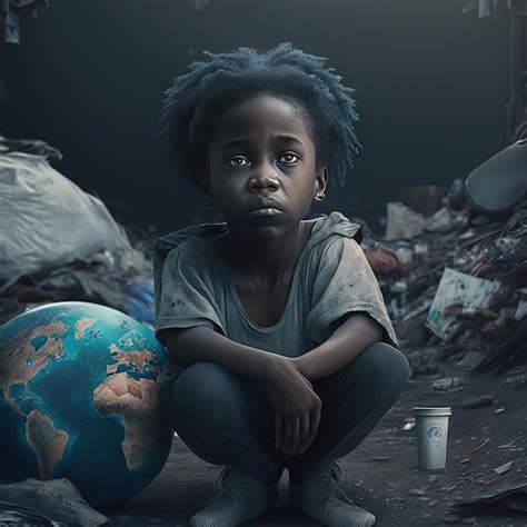 Un Enfant Est Assis Par Terre Avec Un Globe Devant Elle Photo Premium