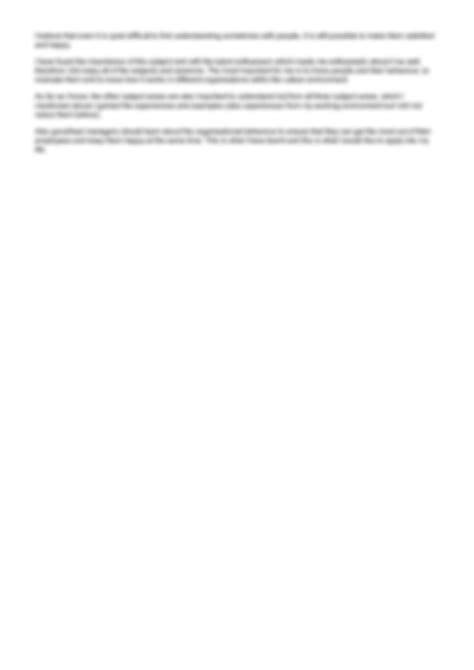 Solution Organisational Behaviour Three Subject Areas And Reflection