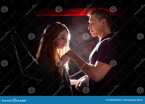 Adult Sex Games Couple Playing Sexual Games Couple Man And Woman Tied With A Chain Sexual