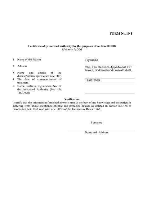 Form 10i Prescribed Form Section 80ddb Pdf