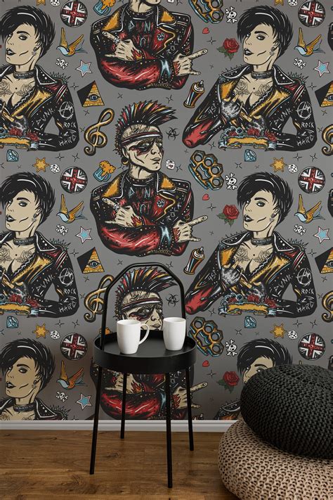 Punk Rock Wallpaper Dark Gothic Wall Art Etsy
