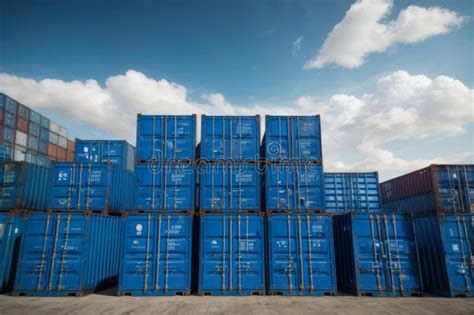 Stack Of Container Box For Import And Export Logistics Cargo Delivery Stock Illustration