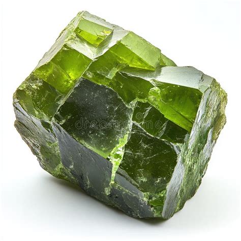 Olivine Mineral Specimen Isolated On A White Background Stock