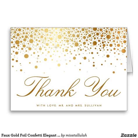 Faux Gold Foil Confetti Elegant Thank You Card Zazzle Faux Gold