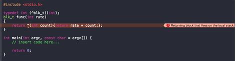 Ios Why Xcode Show Me A Errorreturning Block That Lives On The