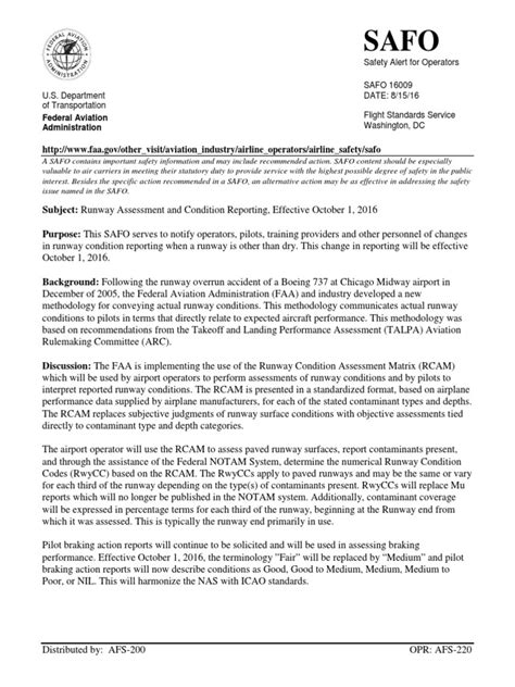 Safo16009 Runway Assessment And Condition Reporting Pdf Runway