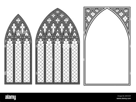 Medieval Gothic Stained Glass Cathedral Window Set Stock Vector Image And Art Alamy