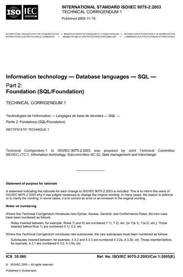 ISO IEC 9075 2 Cor1 2005 Information Technology Database Languages SQL Part 2