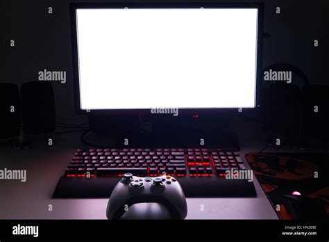 Custom Built Gaming Computer With White Screen Keyboard Mouse Desktop Components Hardware