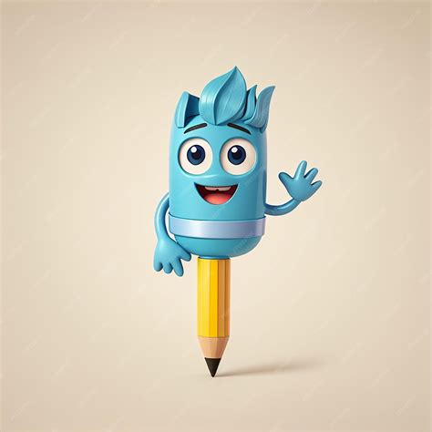 Premium Photo Cute Pencil Waving Hand Cartoon Icon Illustration