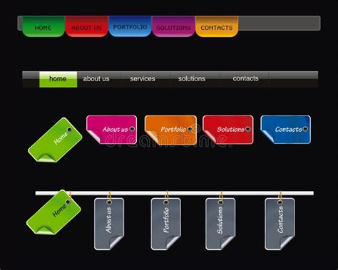 Tabs Web Vector Button Website Buttons Tab Navigation Blank Gradient Template Bar Menu Element